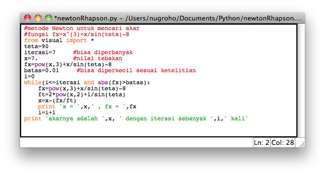 Nugroho's blog.: Mencari Akar Persamaan menggunakan Python